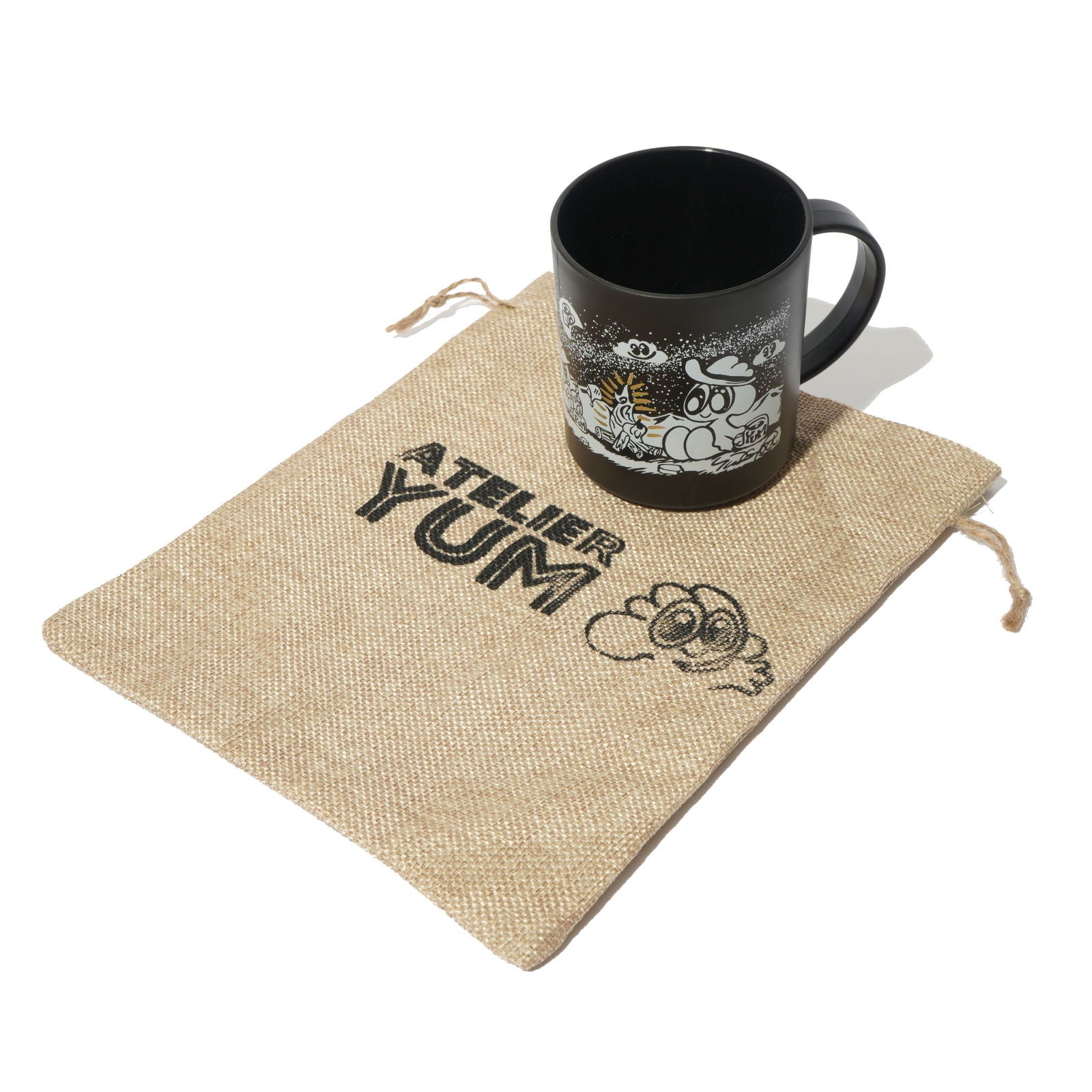 Coffee Grounds Mug Black ＆ Portable Hemp Bag|AtelierYUM – Atelier Yum